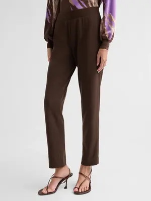 Ming Wang Deco Crepe Straight-leg Pants