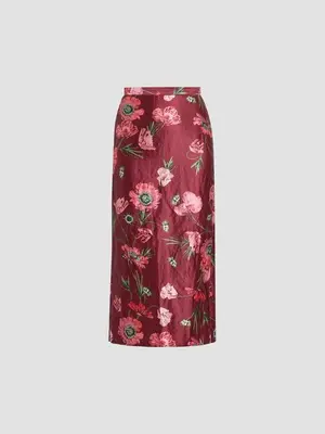 Erdem Floral Satin Midi Skirt