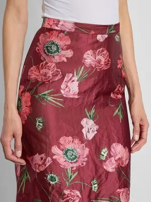 Erdem Floral Satin Midi Skirt