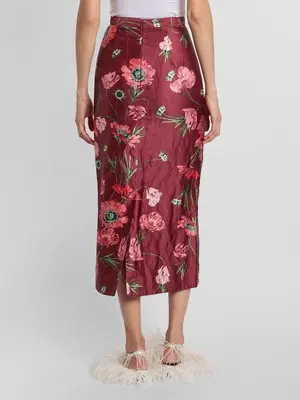 Erdem Floral Satin Midi Skirt