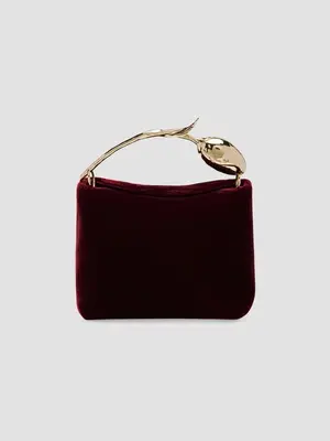 Erdem Bloom Mini Velvet Top Handle Bag Malbec