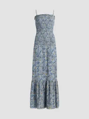 Veronica Beard Clem Floral-print Cotton-silk Maxi Dress - Blue Jay Multi