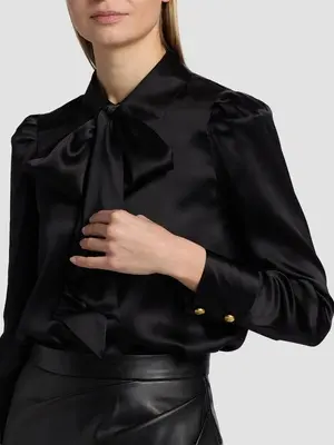 L'Agence Honey Silk Tieneck Blouse