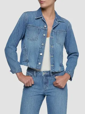 L'Agence Janelle Slim Raw Denim Jacket