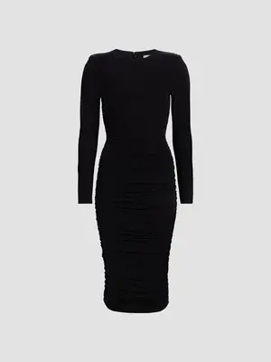 L'Agence Paityn Shirred Midi-dress - Black