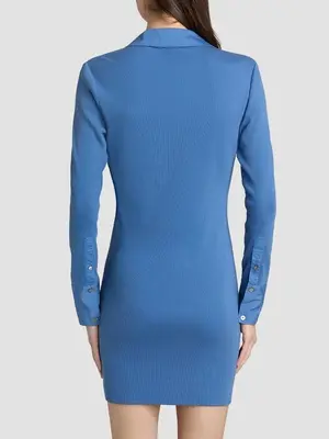 Veronica Beard Brenner Rib-knit Stretch-cotton Mini-shirtdress