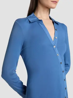 Veronica Beard Brenner Rib-knit Stretch-cotton Mini-shirtdress