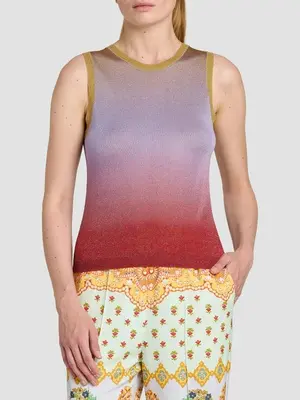 Etro Gradient Metallic Knit Top - Multicolor Pink Base