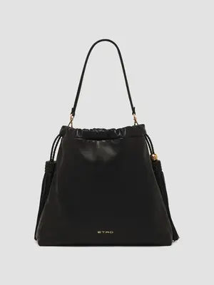 Etro Kalispera Large Leather Shoulder Bag - Black