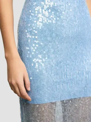 Veronica Beard Allora Sequined Open-knit Midi-skirt