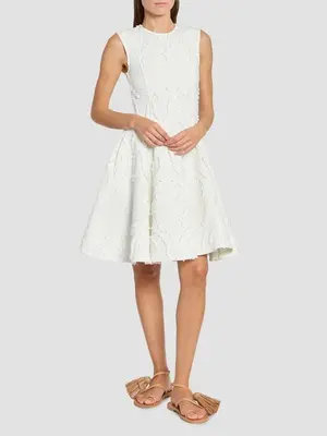 Erdem Textured Denim Fit & Flare Minidress
