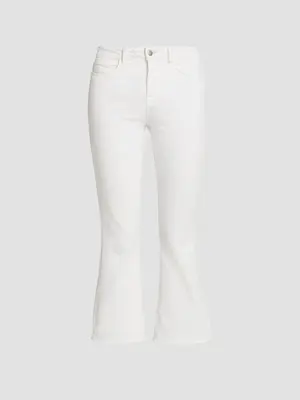 L'Agence Kendra Cropped Flare Jeans - Blanc