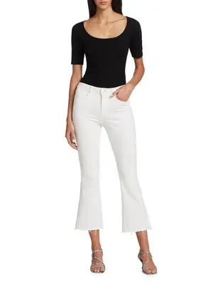 L'Agence Kendra Cropped Flare Jeans - Blanc