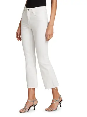 L'Agence Kendra Cropped Flare Jeans - Blanc