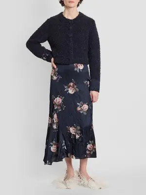 Erdem Bouclé Wool-alpaca-blend Crewneck Cardigan