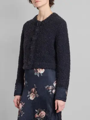 Erdem Bouclé Wool-alpaca-blend Crewneck Cardigan