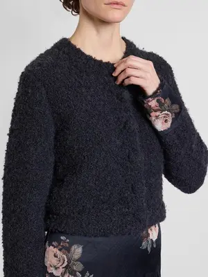 Erdem Bouclé Wool-alpaca-blend Crewneck Cardigan