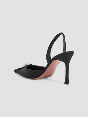 Amina Muaddi Camelia 90mm Embellished Satin Slingback Pumps