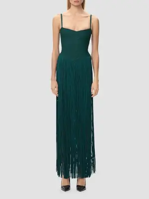 Herve Leger Ember Bandage Fringe Dress