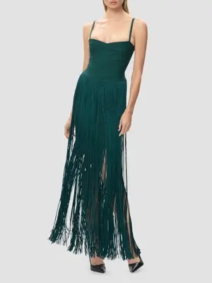 Herve Leger Ember Bandage Fringe Dress
