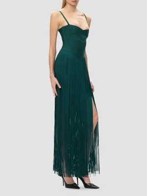 Herve Leger Ember Bandage Fringe Dress