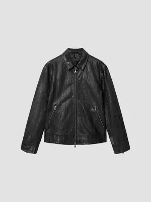 John Varvatos Benjamin Snakeskin-embossed Leather Jacket
