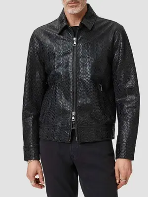 John Varvatos Benjamin Snakeskin-embossed Leather Jacket