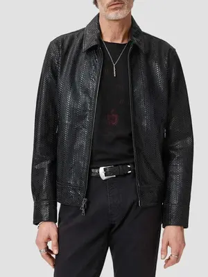 John Varvatos Benjamin Snakeskin-embossed Leather Jacket