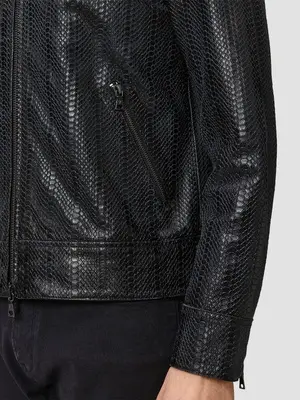 John Varvatos Benjamin Snakeskin-embossed Leather Jacket