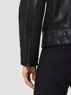 John Varvatos Benjamin Snakeskin-embossed Leather Jacket