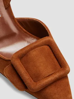 Manolo Blahnik Maysli 70mm Suede Slingback Pumps