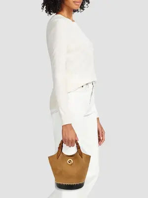 Veronica Beard Anchor Colorblocked Suede Bucket Bag