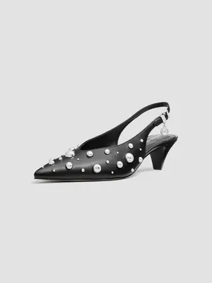 Michael Kors Tonya 50mm Imitation-pearl Kitten Slingback Pumps - Black