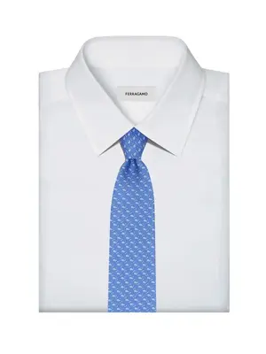 FERRAGAMO Alice Printed Silk Tie - Azzurro