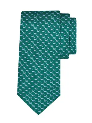 FERRAGAMO Alice Printed Silk Tie Verde