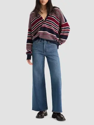 Good American The Oversized Striped Rugby Sweater