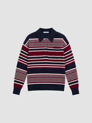 Good American The Oversized Striped Rugby Sweater - Multi Stripe