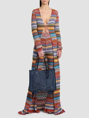 Etro Striped Open-knit Cotton Long Cardigan