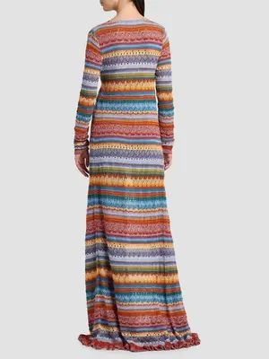 Etro Striped Open-knit Cotton Long Cardigan