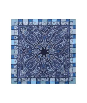 Etro Paisley Silk Neck Scarf - Printed Blue Base