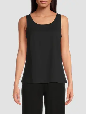 Misook Crêpe De Chine Scoopneck Tank