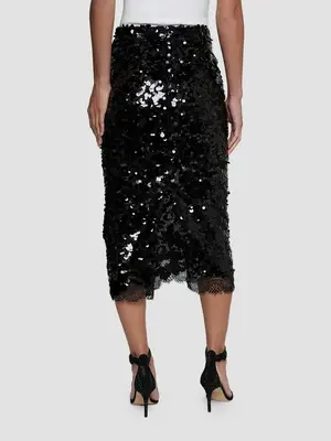 L'Agence Makena Lace Pencil Skirt - Black