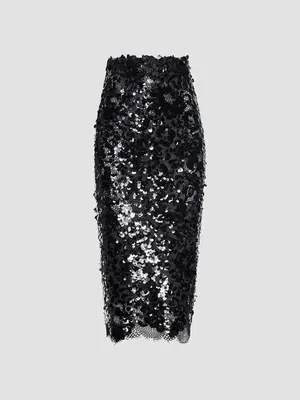 L'Agence Makena Lace Pencil Skirt - Black