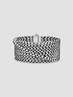 David Yurman Box Chain Eight Row Bracelet In Sterling 28mm