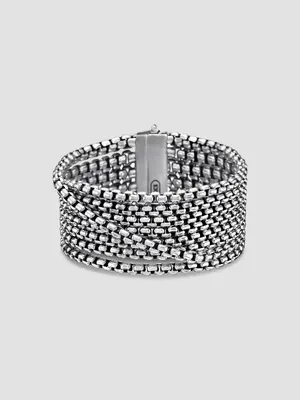 David Yurman Box Chain Eight Row Bracelet In Sterling 28mm