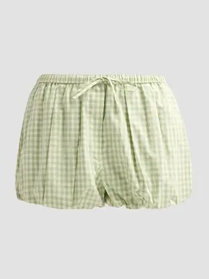 Simkhai Gingham Bubble Shorts