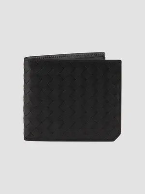Bottega Veneta Intrecciato Leather Bifold Wallet - Black Silver