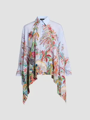 Etro Paisley Handkerchief Hem Silk Shirt - Printed Blue Base