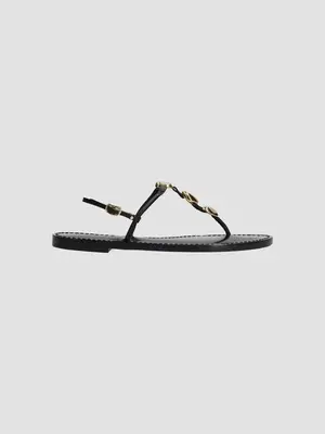 AMANU The Nairobi Beaded Leather Sandals - Black