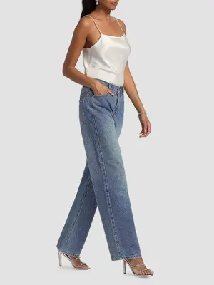 SELF-PORTRAIT Rhinestone Straight-leg Jeans